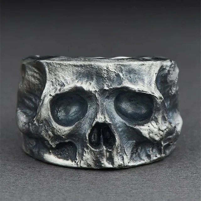 Irregular Punk Cool Death Skull Ring for Men Unique Vintage Muerte ...