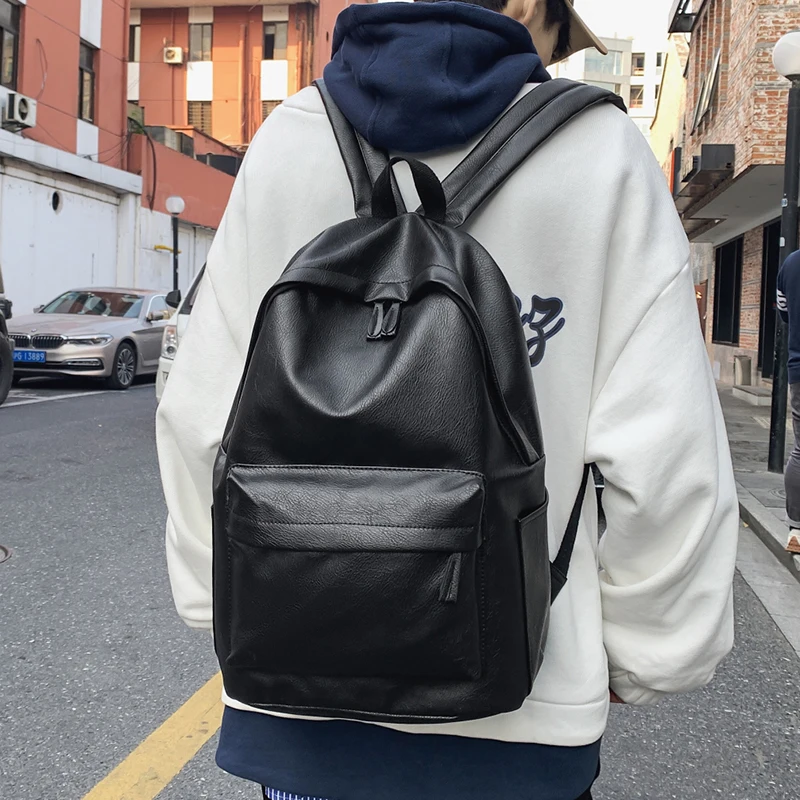 High Quality PU Leather Woman Backpack Large Capacity School Bag Unisex ...