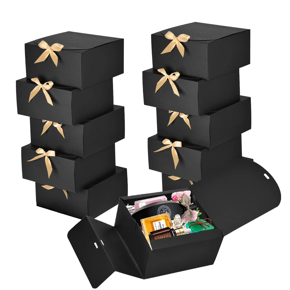 10Pack-Black-Gift-Boxes-with-Lids-8-8-4-Inch-Groomsmen-Proposal-Box ...