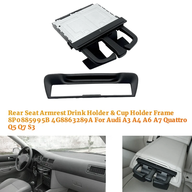 2Pcs-Rear-Seat-Armrest-Drink-Holder-Cup-Holder-Frame-8P0885995B6PS-4G8 ...