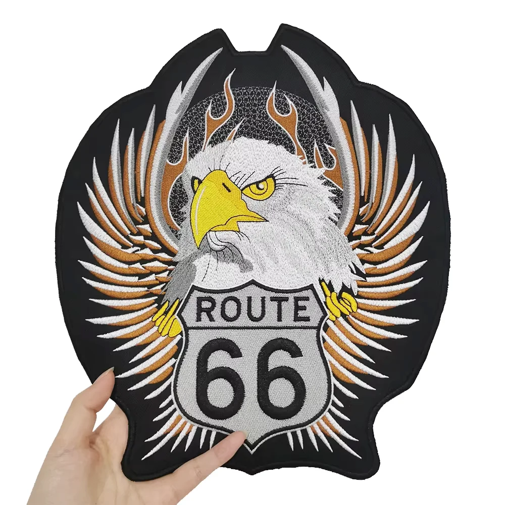 Iron on Eagle Route 66 embroidery Motorcycle patch Embroidery big Patch ...