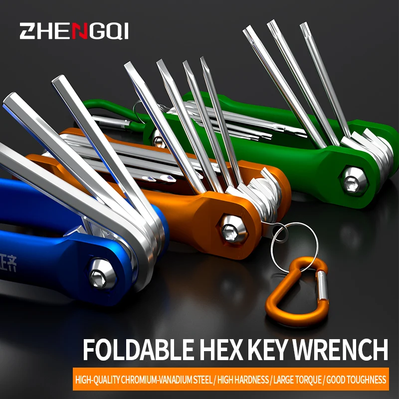 8-in-1 Folding Hexagonal Wrench Chrome Vanadium Material Multi ...
