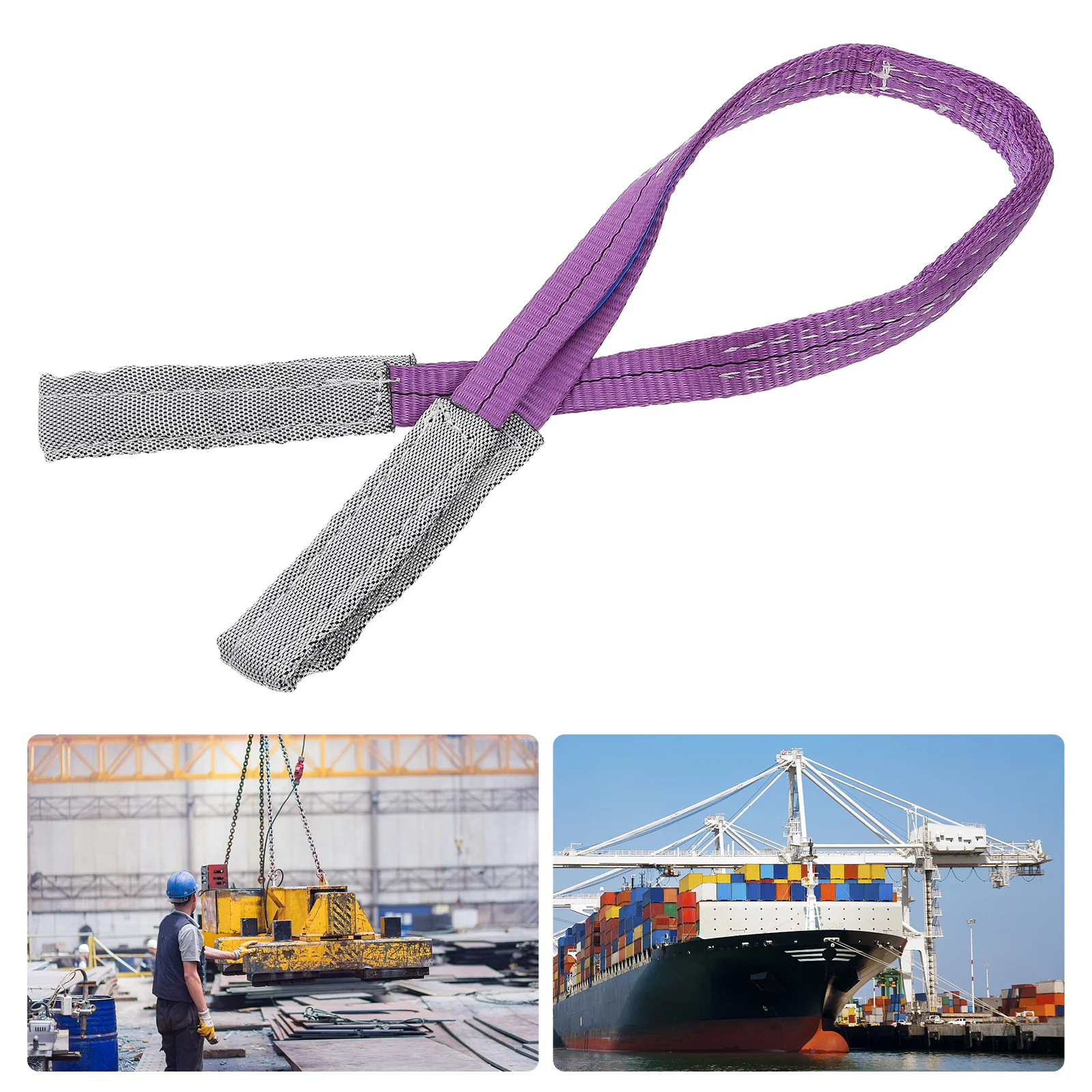 Double Buckle Polyester Lifting Sling Straps Hoisting Belt Sling Winch ...