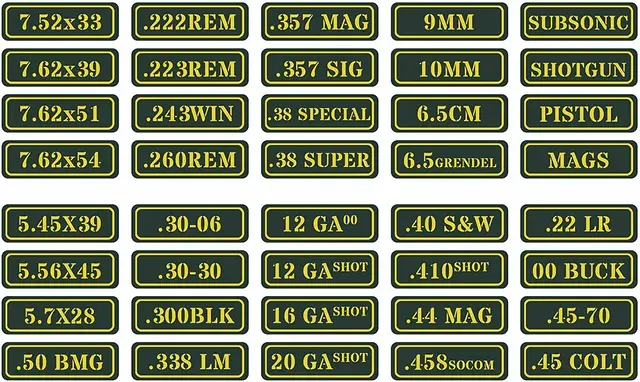 Ammo Box Can Labels for Bullet Variety Labels .380 .22 .223 .308 5.56 ...