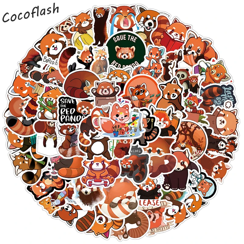 10-62PCS-set-Red-Panda-Red-Cat-bear-Cartoon-Cute-Pet-Animals-Graffiti ...