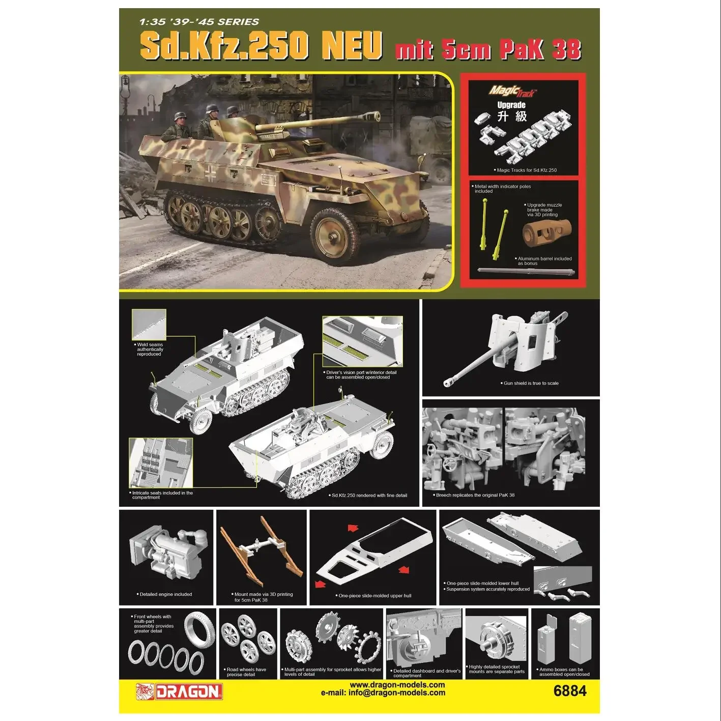 DRAGON 6884 1/35 Scale Sd.Kfz.250 NEU mit 5cm PaK 38 Model Kit ...