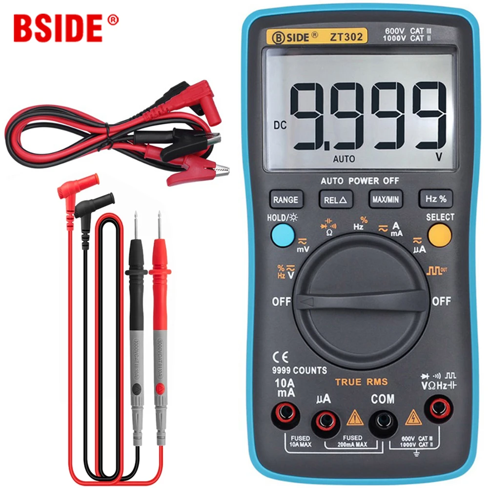 Digital Multimeter Bside Zt301 302 True-rms Dc/da Voltmeter Ammeter ...