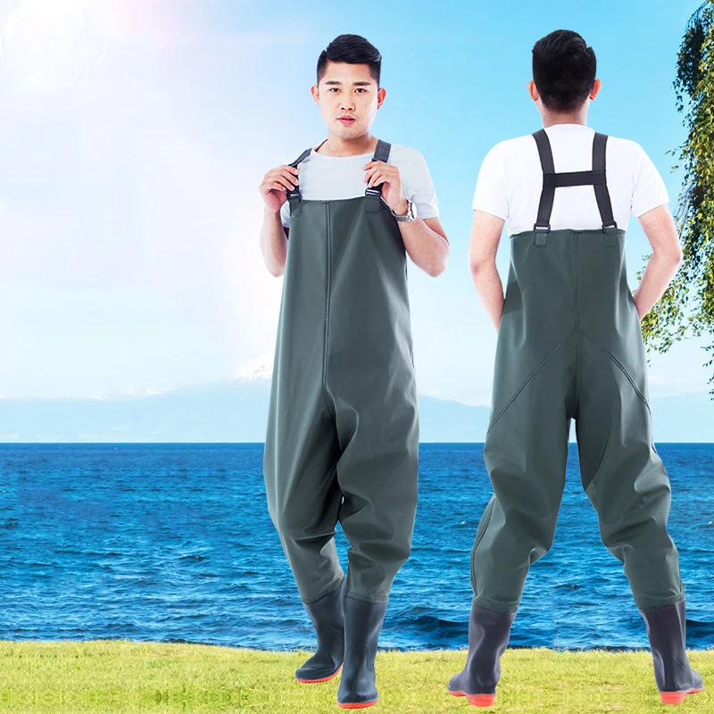 Siamese Waterproof Pants Men and Women Fishing Half length Wading Suit ...