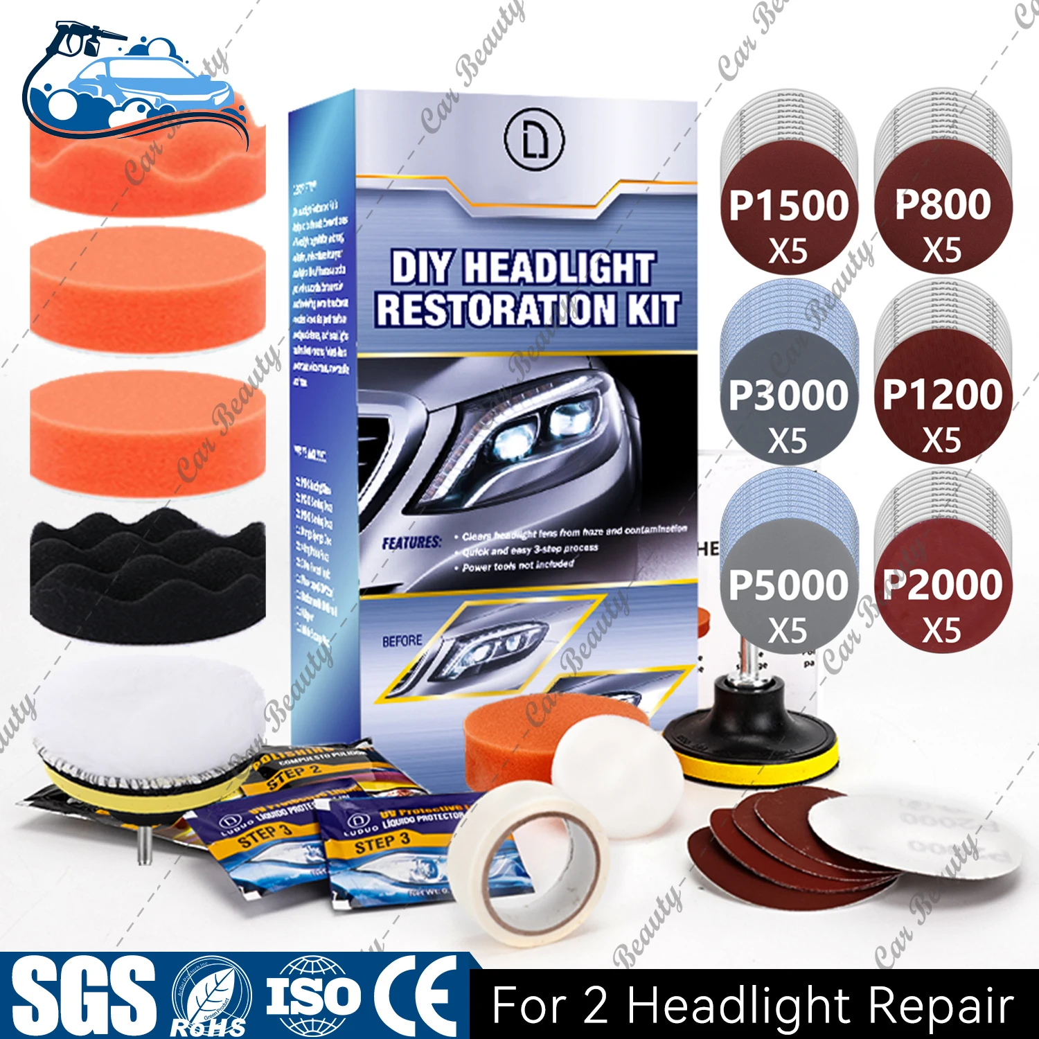 Car Headlight Polish Restoration Kit UV Protective Liquid for Lamp ...