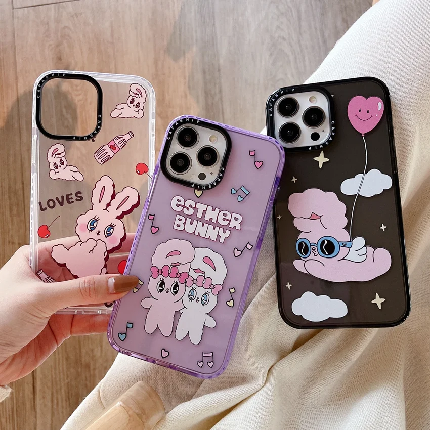 Cute Cartoon Bunny Case For iPhone 15 14 13 12 11 Pro X XS XR Max 7 8 ...