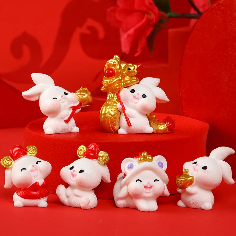 Chinese-New-Year-Figurines-Miniature-Cartoon-Rabbit-Micro-Landscape ...