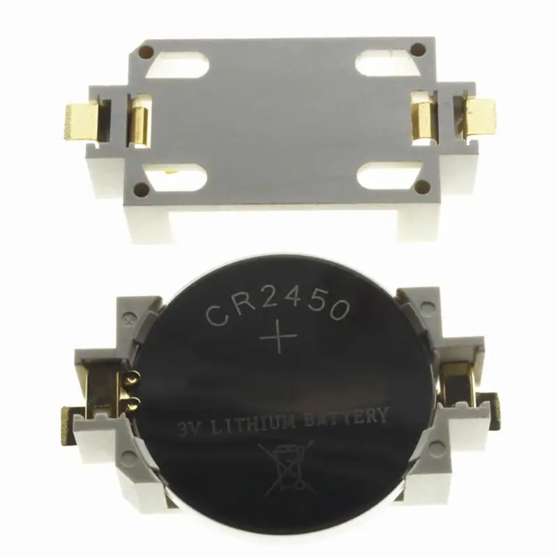5Pcs-lots-CR2450-Patch-Battery-Holder-Gold-Plating-Cell-Button-Battery ...