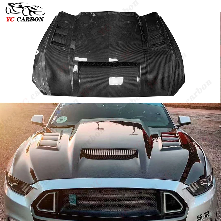 Carbon-Fiber-Hood-For-Ford-Mustang-2015-2017-TF-Style-engine-cover ...