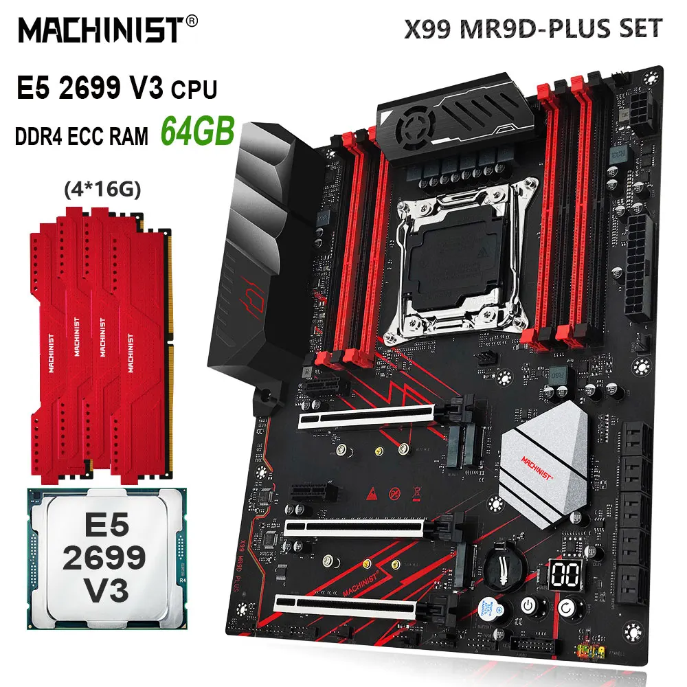MACHINIST X99 MR9D Motherboard With Inter Xeon E5 2699 V3 With 64GB(4 ...
