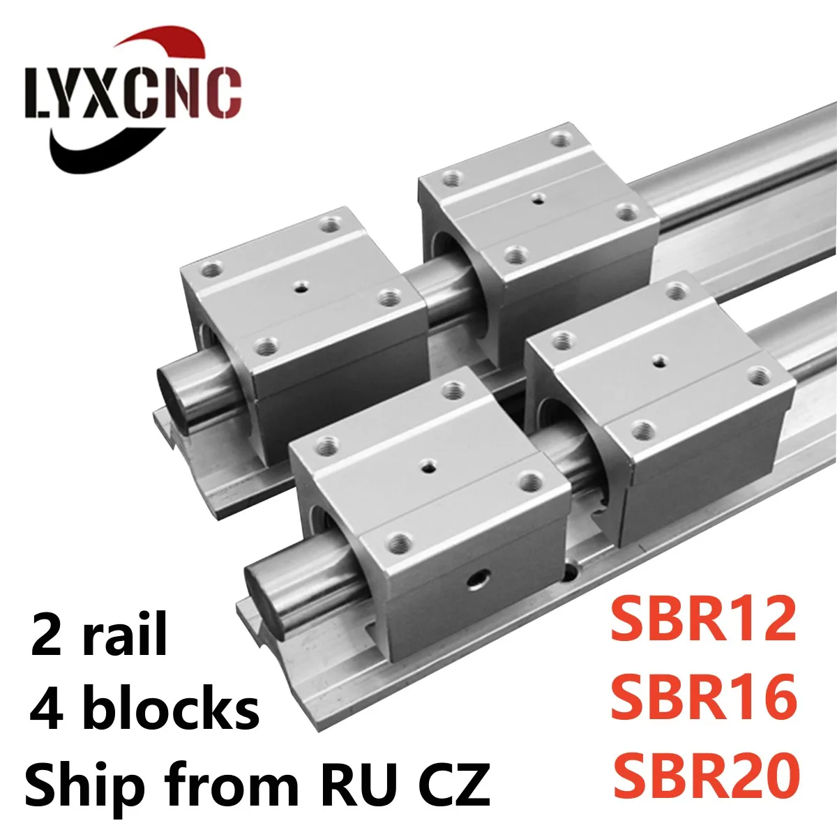 2pcs-Linear-Guide-Rail-SBR12-SBR16-SBR20-Aluminum-Alloy-200-1500mm-4pcs ...