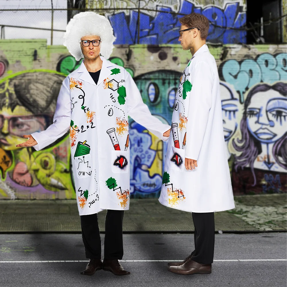 Adults-Great-Scientist-Cosplay-Costume-Long-White-Coat-Authentic-Mad ...