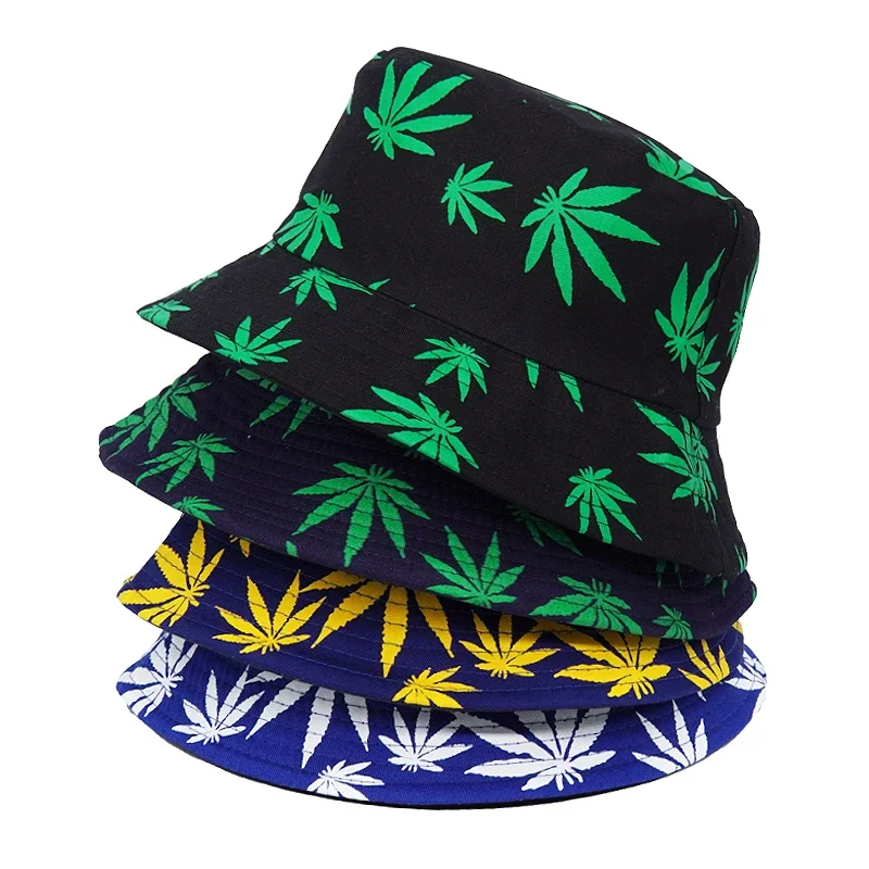 Summer-Autumn-Sun-Bucket-Hats-Women-Men-Buckets-Caps-Weed-Print-Hat ...