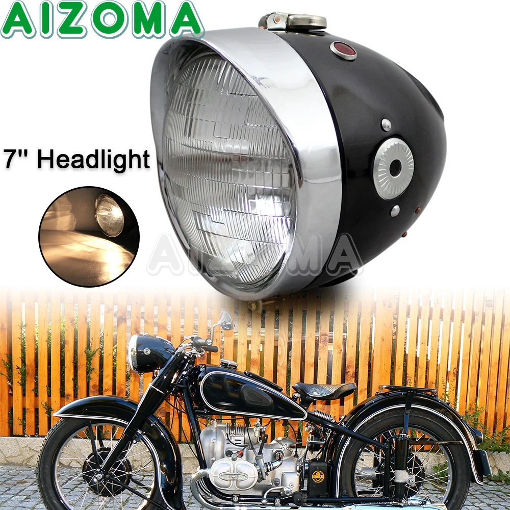 Dnepr Ural Sidecar 7" Headlight Headlamp For BMW M1 M72 R12 R75 R51 R61 ...