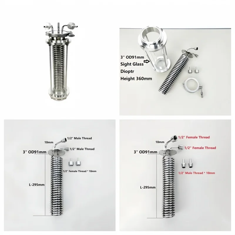 3inch Tri-clamp Dephlegmator/Distillation Condenser With 3inch Long ...