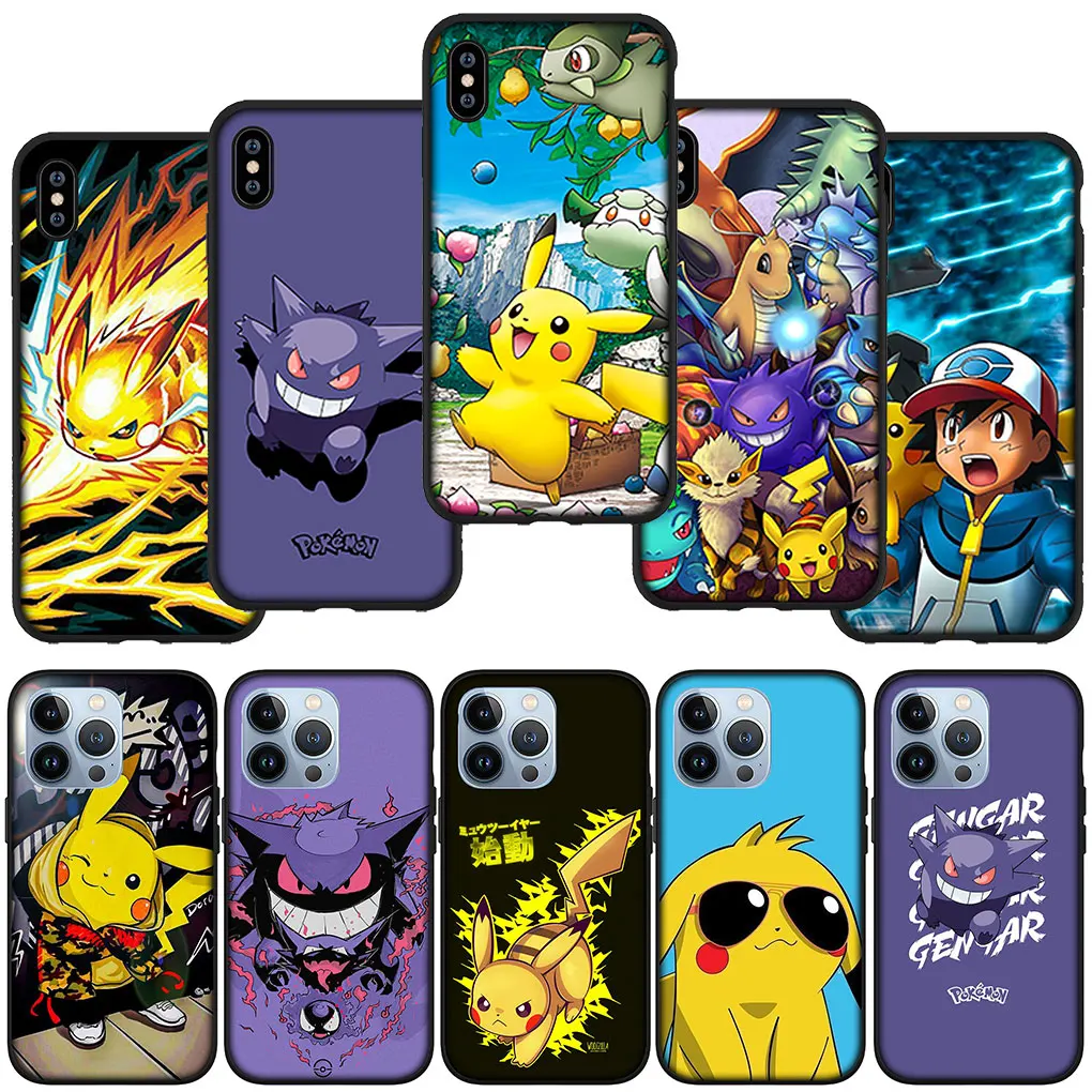 Go Gengar Lovely Pokémon Pikachu Soft Cover Casing For Iphone 14 13 12 ...
