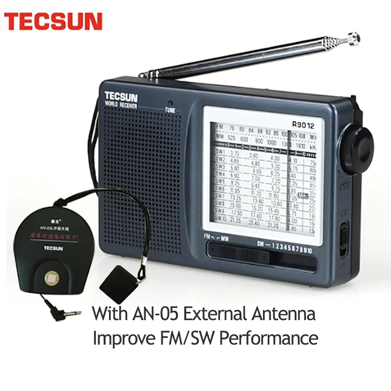 Tecsun R-9012 r9012am/fm/sw 12 רצועות מקלט רדיו נייד קצרצר עם אנטנה ...