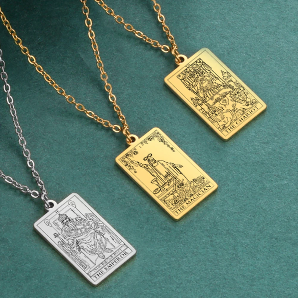 Dawapara Stainless Steel Tarot Cards Pendant Necklace Classic Tarot ...
