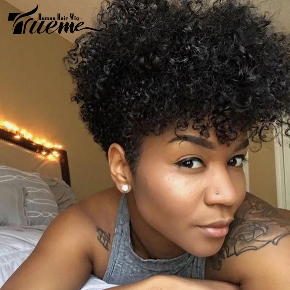Trueme-Perruques-de-cheveux-humains-courts-cr-pus-boucl-s-perruque-br ...