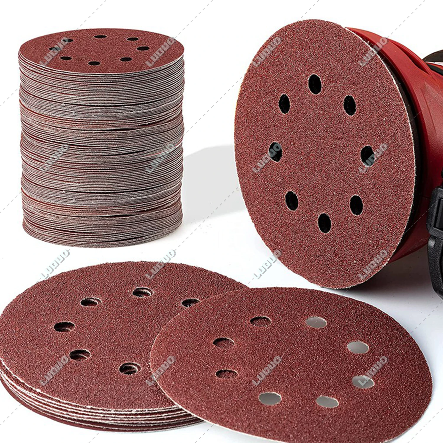 5-Inch-30PCS-Round-Sandpaper-8-Hole-Sanding-Disc-Metal-Auto-Wood-Car ...