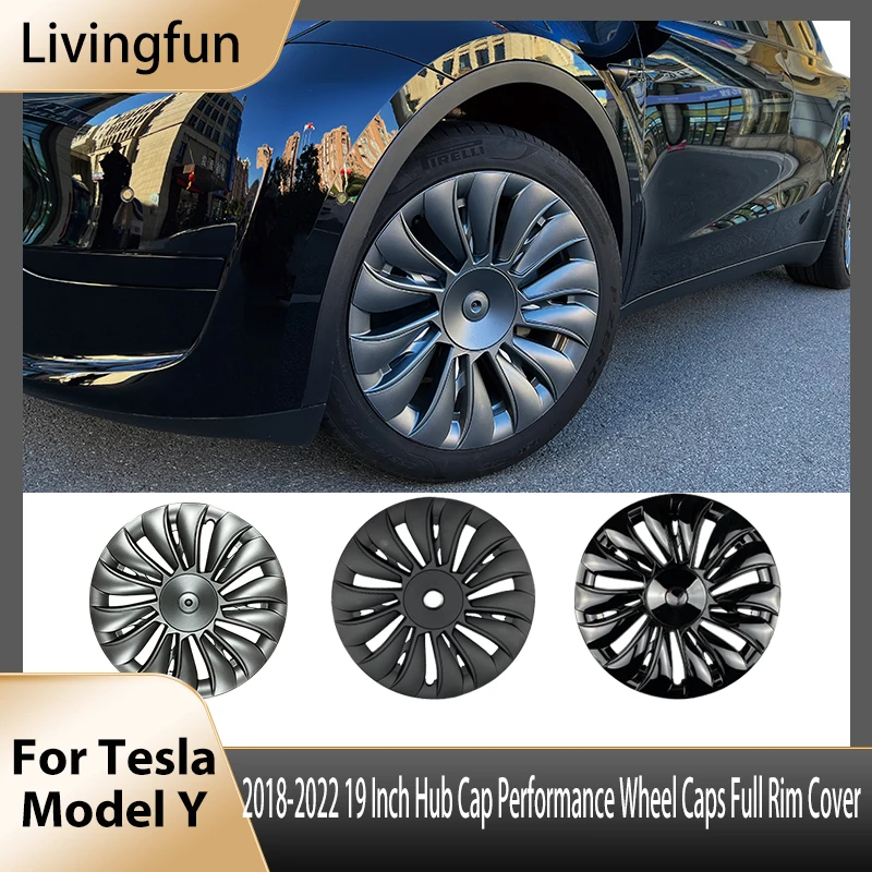Livingfun 4PCS for Tesla Model Y 19 Inch Hub Cap Performance Wheel Caps ...