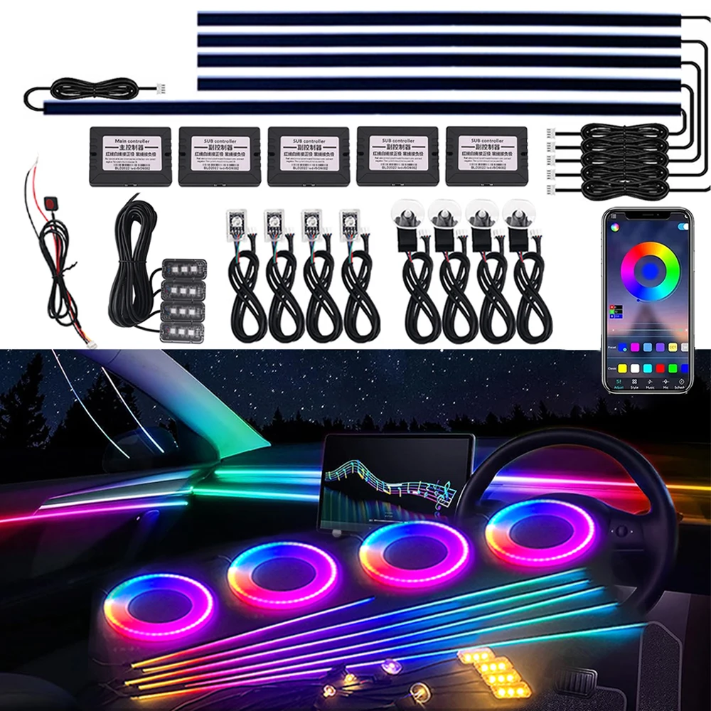 18-22-in-1-Car-LED-Ambient-Light-Symphony-Rainbow-Streamer-Interior ...