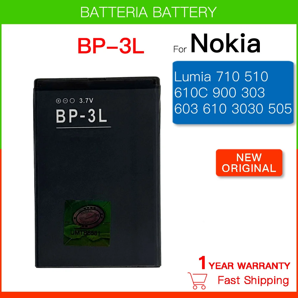 100% Original 1300mAh High Quality Phone Battery BP-3L For NOKIA Lumia ...