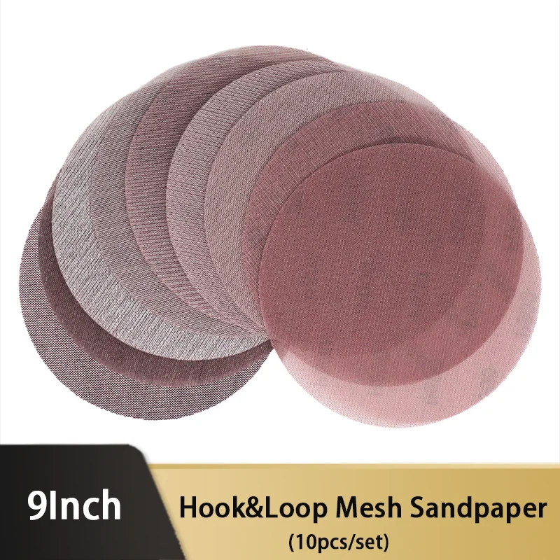 10Pcs-9-Inch-220mm-Mesh-Abrasive-Hook-and-Loop-Sand-Paper-Dust-Free ...
