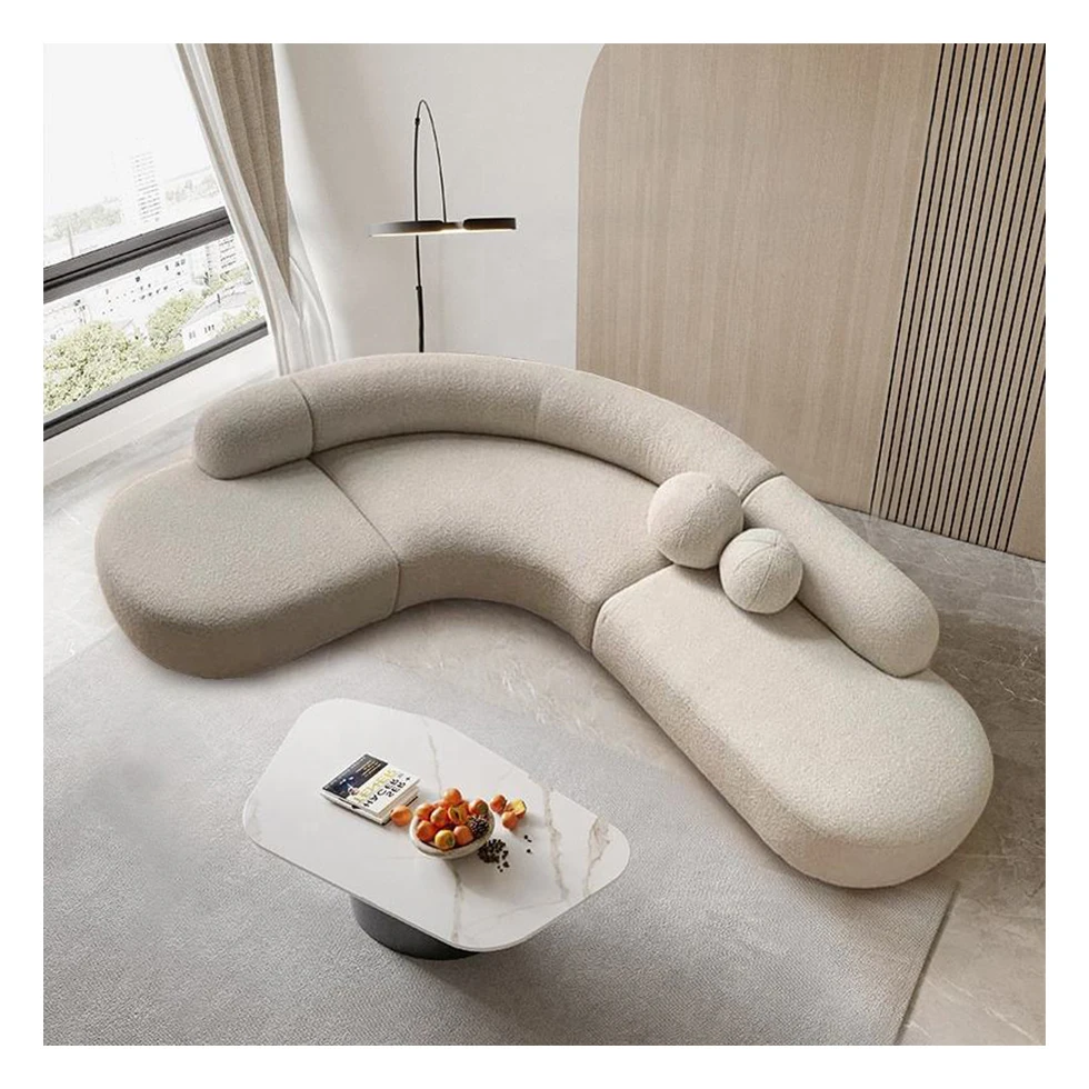 Modern Furniture Curved Sofa Set Fabric Round White Living Room Apartment Boucle Semi Circular Sofa Italian Minimalist Sofa AliExpress