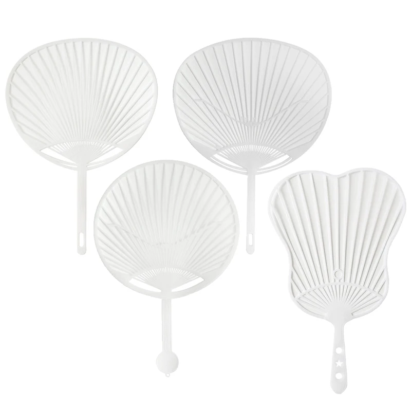 10-Piece-White-Plastic-Creative-Durable-Japanese-Fan-Uchiwa-DIY-Kit-Fan ...