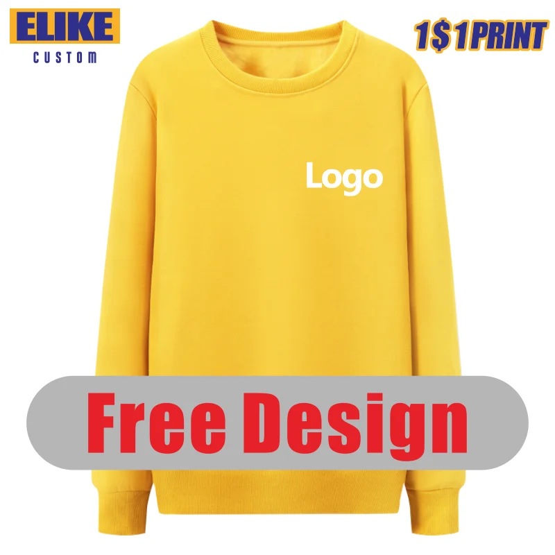 Elike Cotton Round Neck Sweater Custom Logo Printed Personal Group ...
