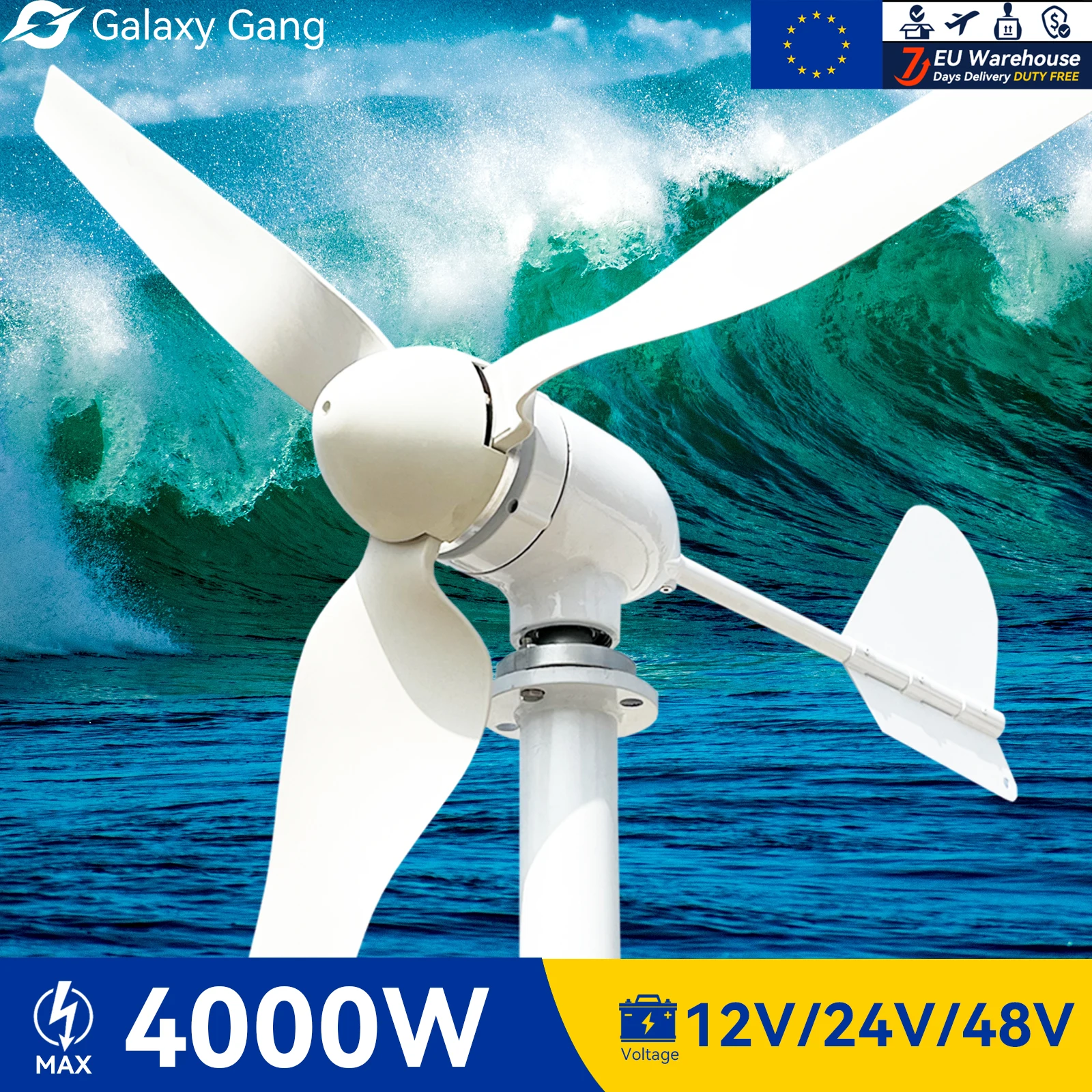 Galaxy Gang 4000W Wind Turbine Generator 48v 24v 12v Home Use 4KW 3 ...