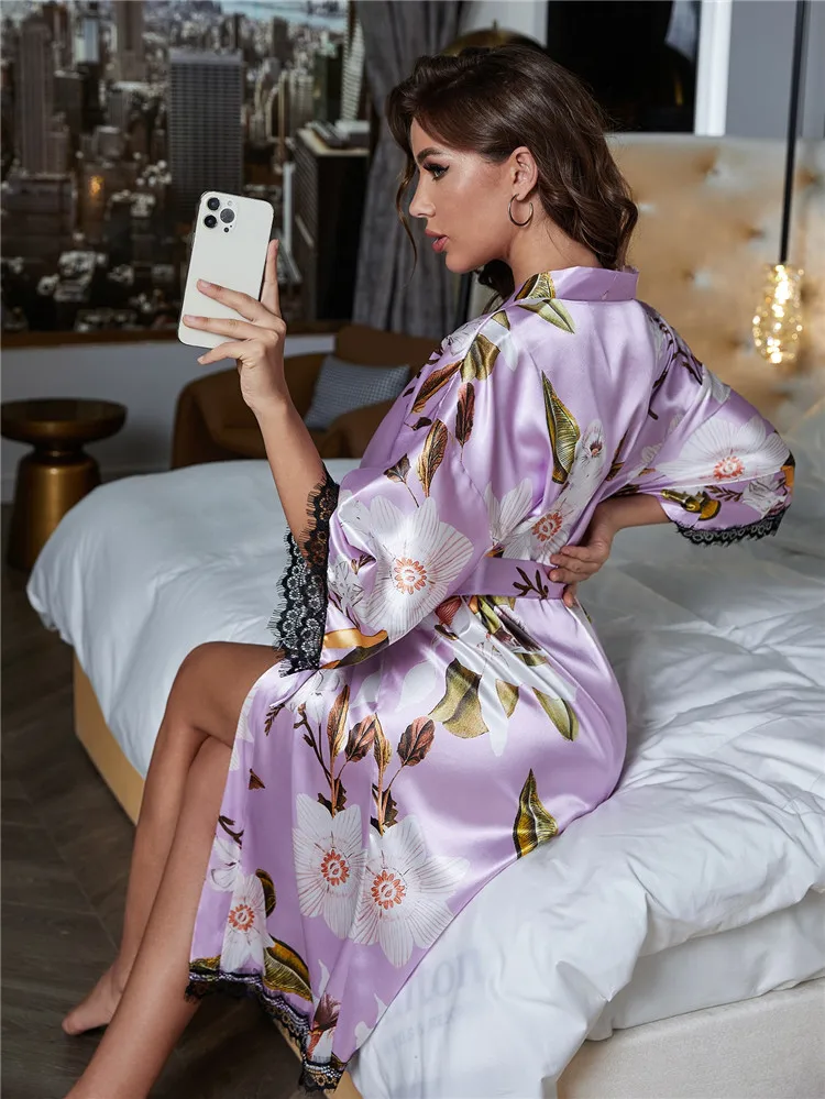 Floral Satin Robe