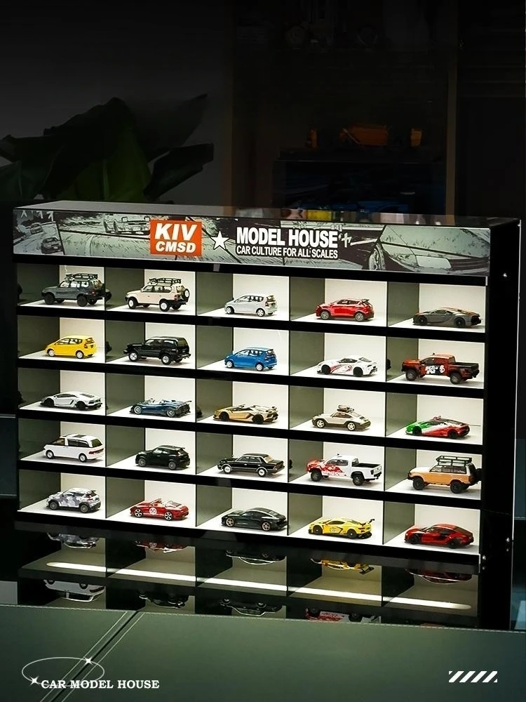 1-64-Car-Model-Storage-Rack-Acrylic-with-Light-Storage-Display-Box-Car ...