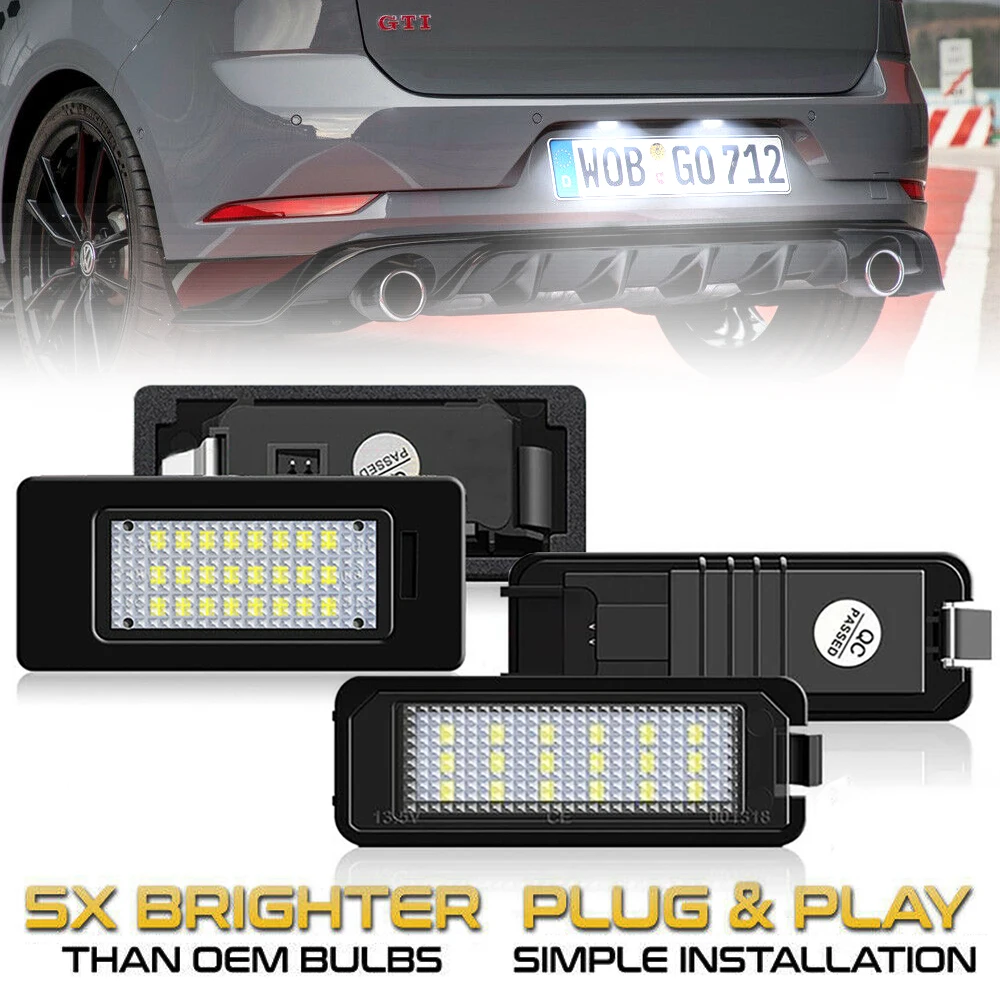 2pcs Led License Plate Light Number Lamps For Vw Tiguan 5n Jetta Caddy ...