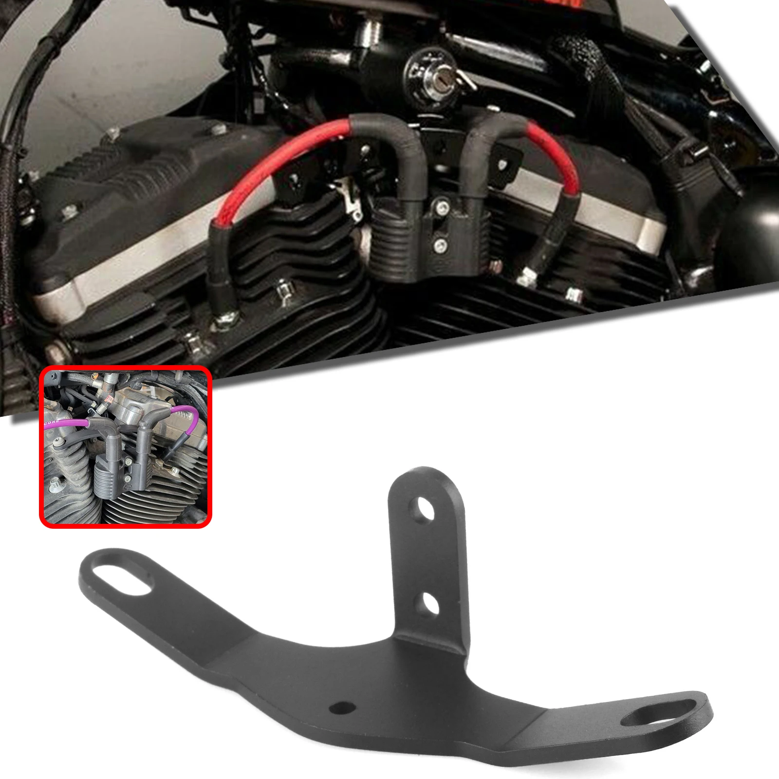 Side / Top Coil Ignition Key Relocation Mount Kit Bracket For Harley ...