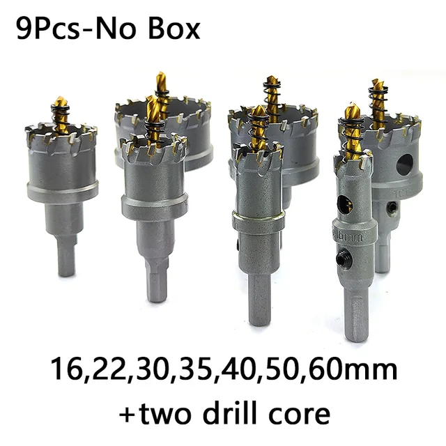 9pcs 16-60mm Drilling Crown For Stainless Steel TCT Hole Saw Set ...