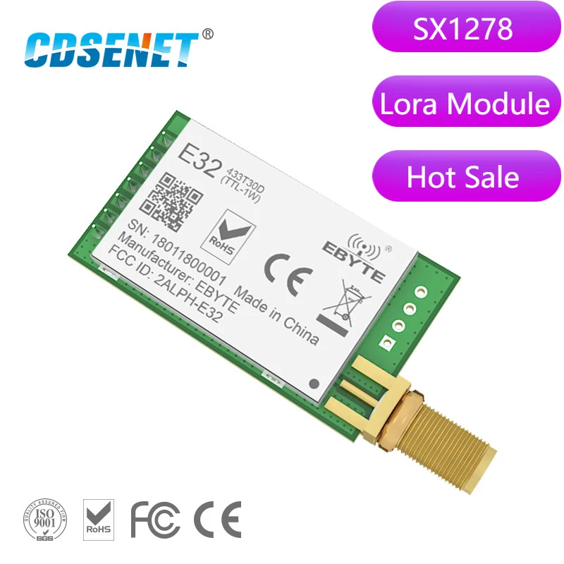 Lora Sx1278 Sx1276 433mhz Module Transmitter Receiver 8000m E32-433t30d ...