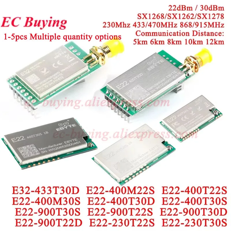 SX1278 LoRa Wireless Module 433MHz RF Transceiver 22dBm 30dBm IoT ...