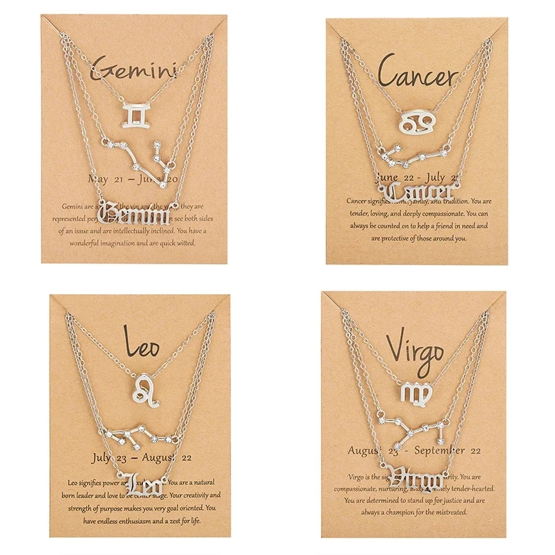 3PCS-SET-Charm-Twelve-Constellation-Zodiac-Sign-Pendant-Link-Chain ...