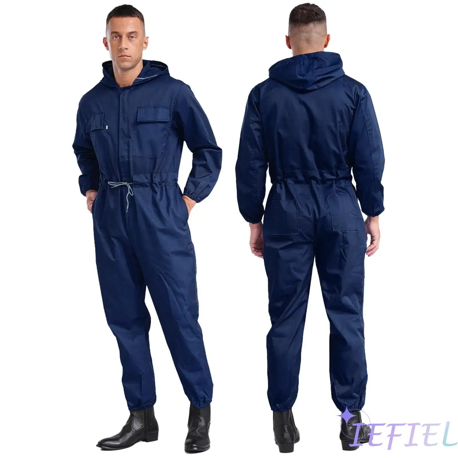 Work-Overall-Uniform-Men-s-Drawstring-Waist-Working-Coverall-Welding ...