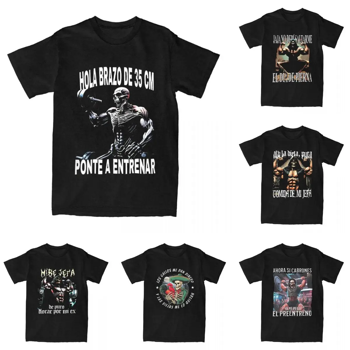 Men-T-Shirt-Calacas-Chidas-Gym-T-Shirts-Harajuku-Hola-brazo-de-35-cm ...