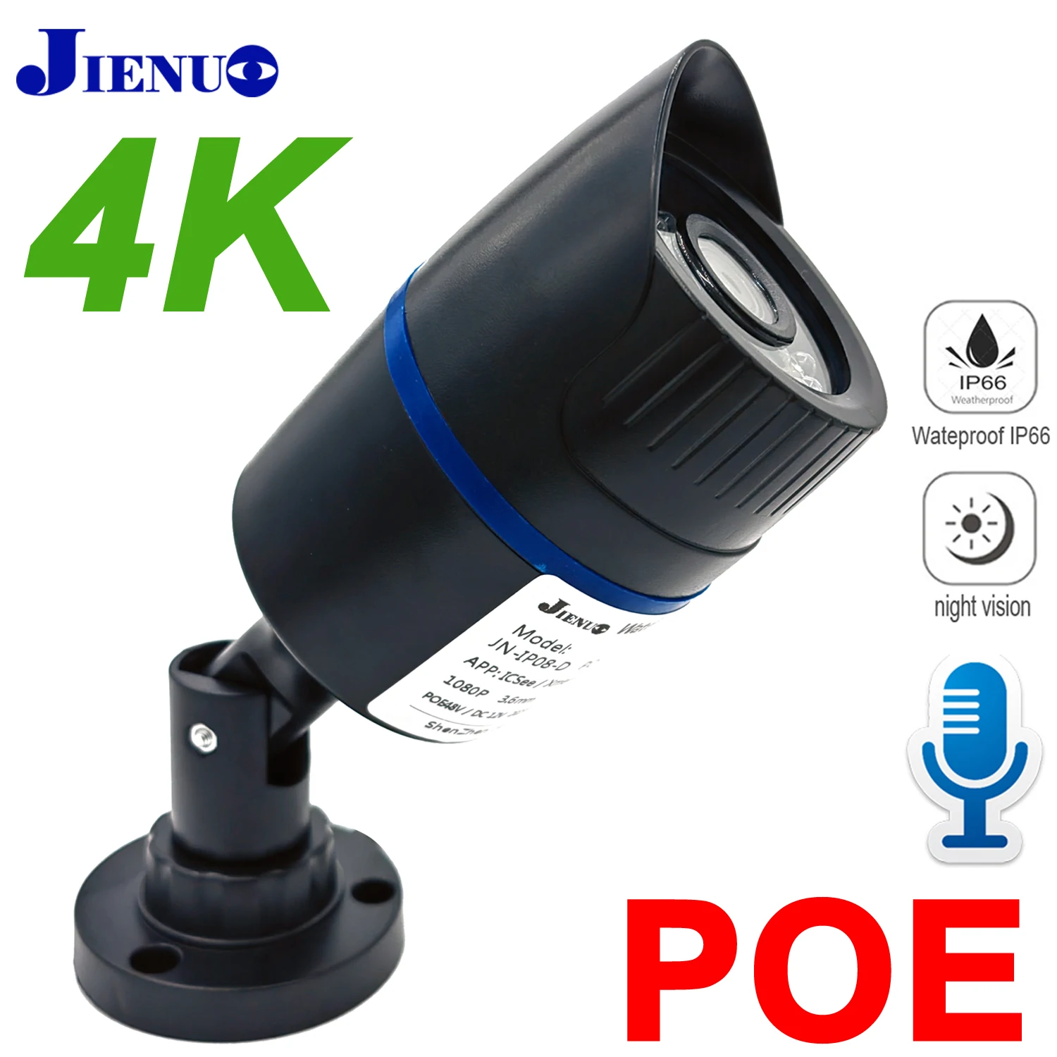JIENUO-4K-Poe-Camera-Outdoor-Onvif-Waterproof-IP-Security-Night-Vision ...