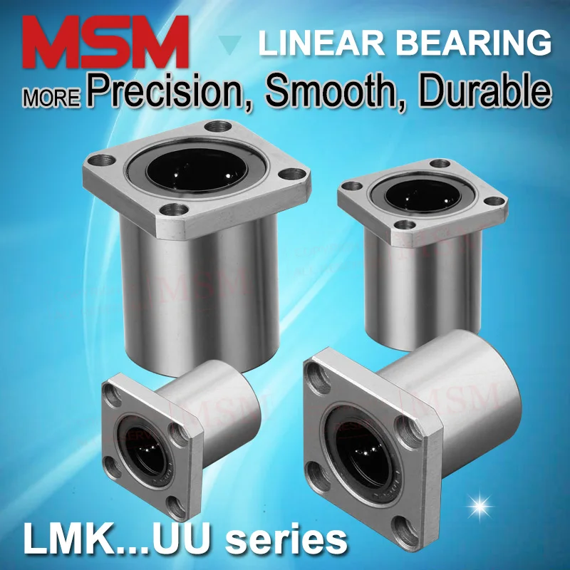 4pcs Msm Square Flange Linear Bearings Lmk6uu Lmk8uu Lmk10uu Lmk12uu ...