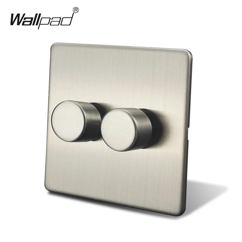 Wallpad-Silver-2-Gang-2-Way-Double-LED-Light-Dimmer-Switch-Satin-Chrome ...