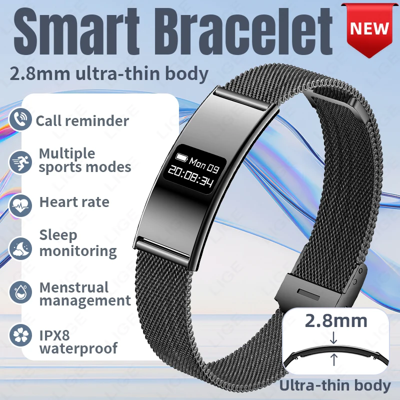 LIGE New Ultra thin Electronic Digital Screen Smart Watches For Men ...